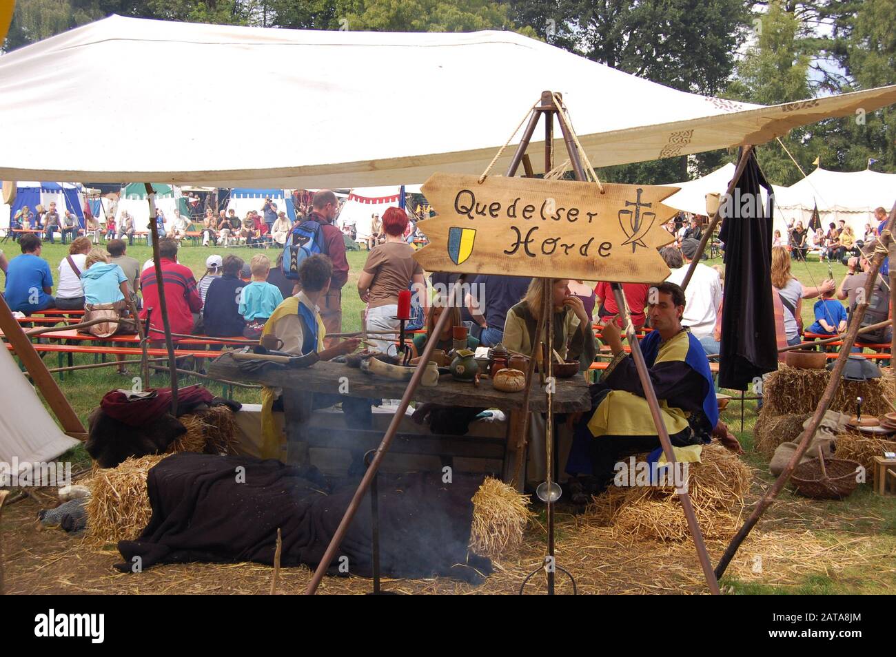 Medieval camp at the medieval festival Spectaculum in Bueckeburg Stock ...