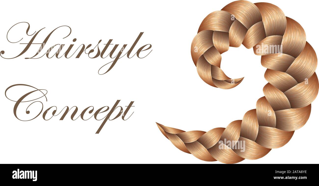 Vector Long Hair Braid Model Concept - Isolated Blond Swirl Hairstyle ...