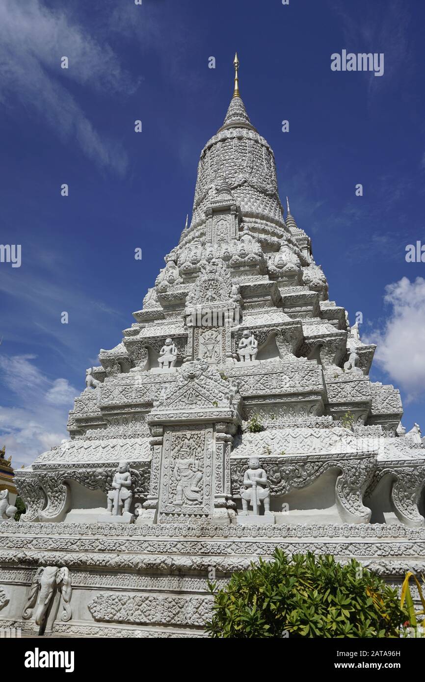 royal stupa at Silver pagoda near Royal Palace of Cambodia complex ...