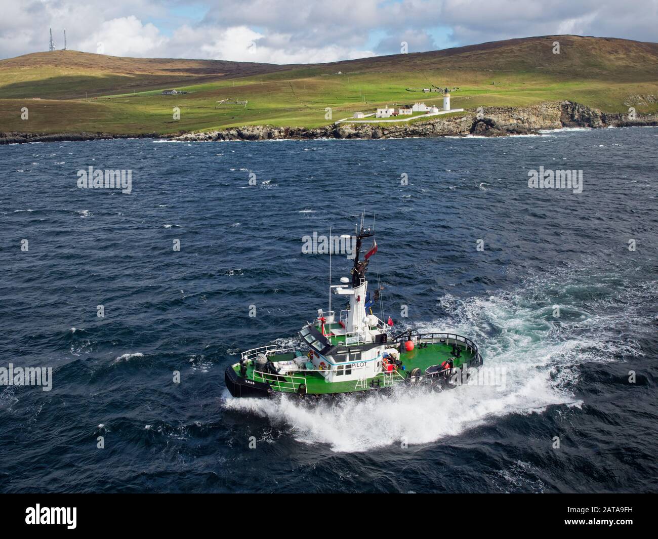The Lerwick Pilot Boat the Knab, approaches a Vessel ready to board the ...