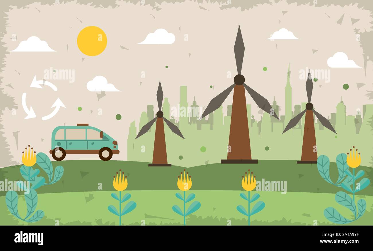 save the nature campaign with landscape scene Stock Vector Image & Art ...