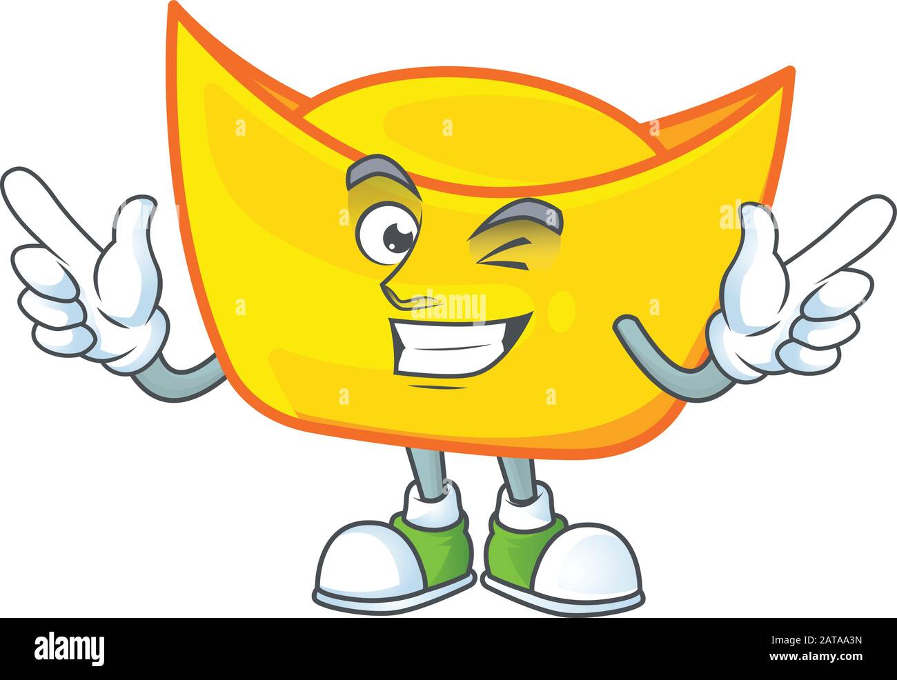 Funny face chinese gold ingot cartoon character style with Wink eye ...