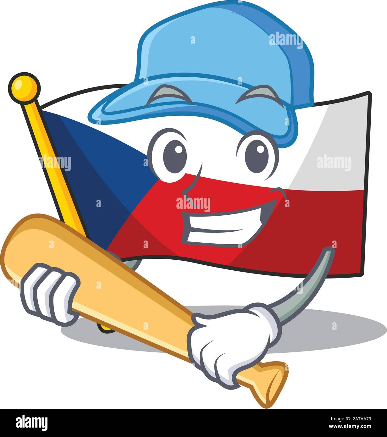 Sporty flag czechia cartoon character design with baseball Stock Vector ...