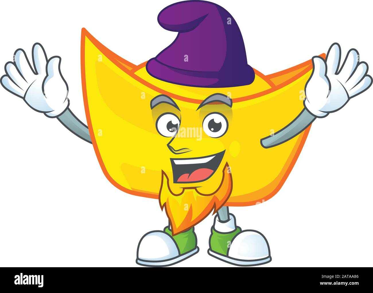 Cute chinese gold ingot mascot cartoon dressed as an Elf Stock Vector ...