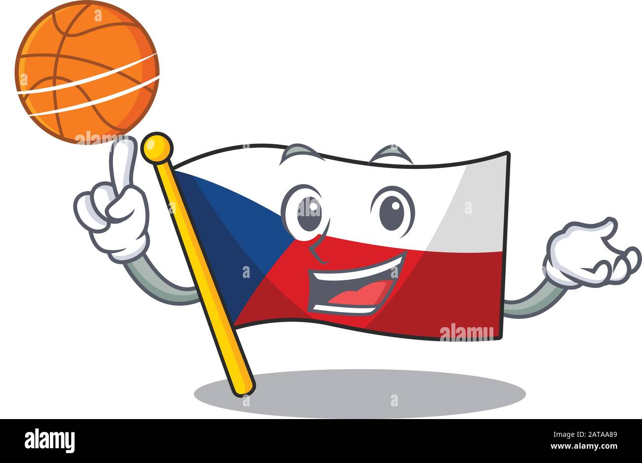A mascot picture of flag czechia cartoon character playing basketball ...