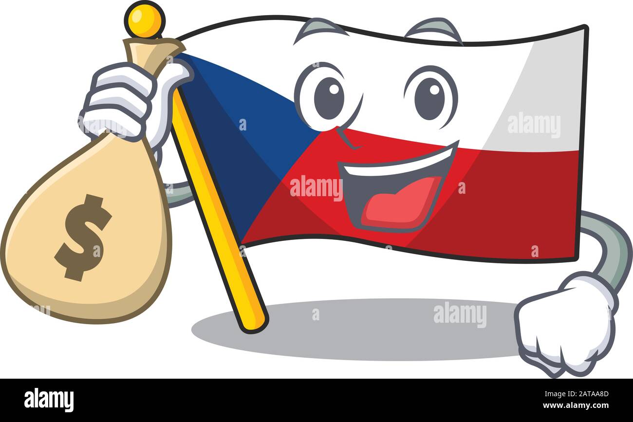 Happy rich flag czechia cartoon character with money bag Stock Vector ...