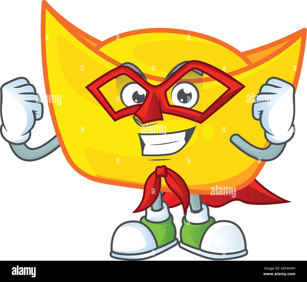 Smiley mascot of chinese gold ingot dressed as a Super hero Stock ...