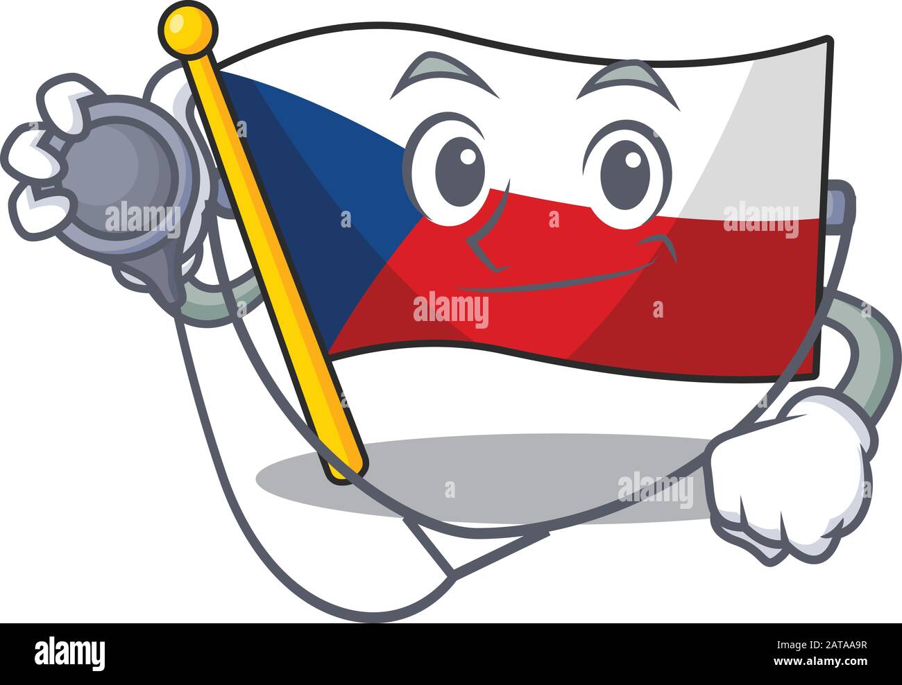 Smart and cool flag czechia cartoon character in a Doctor with tools ...
