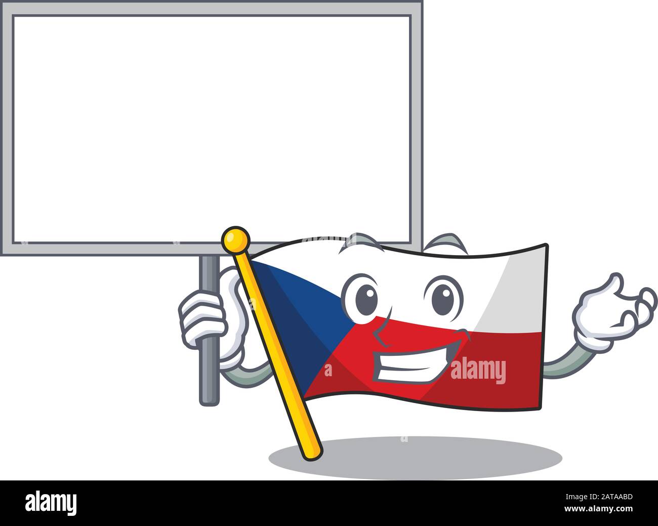 A cute picture of flag czechia cute cartoon character bring a board ...