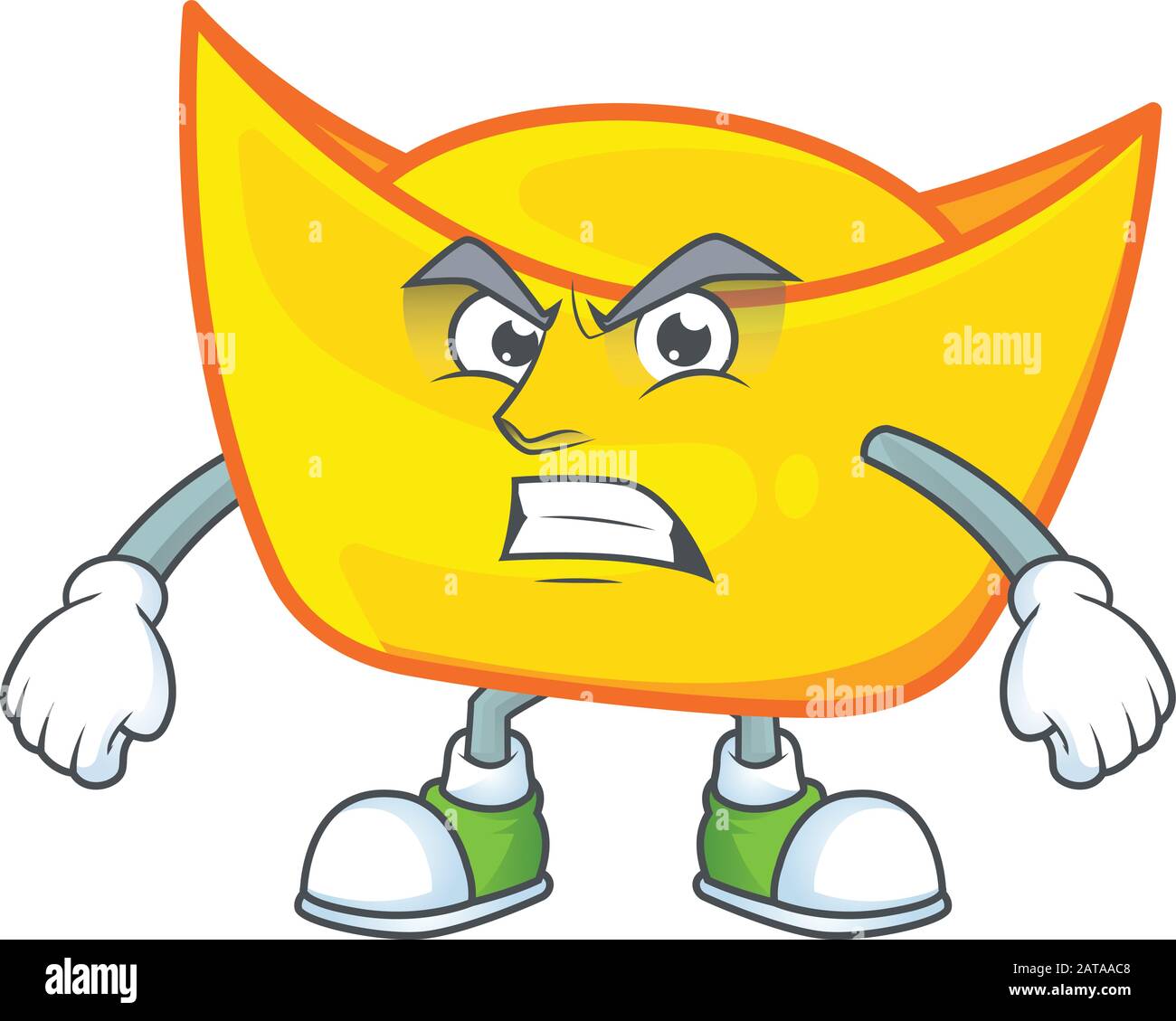 cartoon character of chinese gold ingot with angry face Stock Vector ...