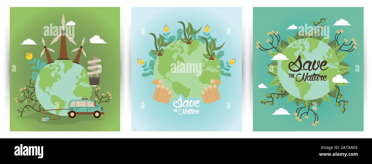 save the nature campaign with world planets Stock Vector Image & Art ...
