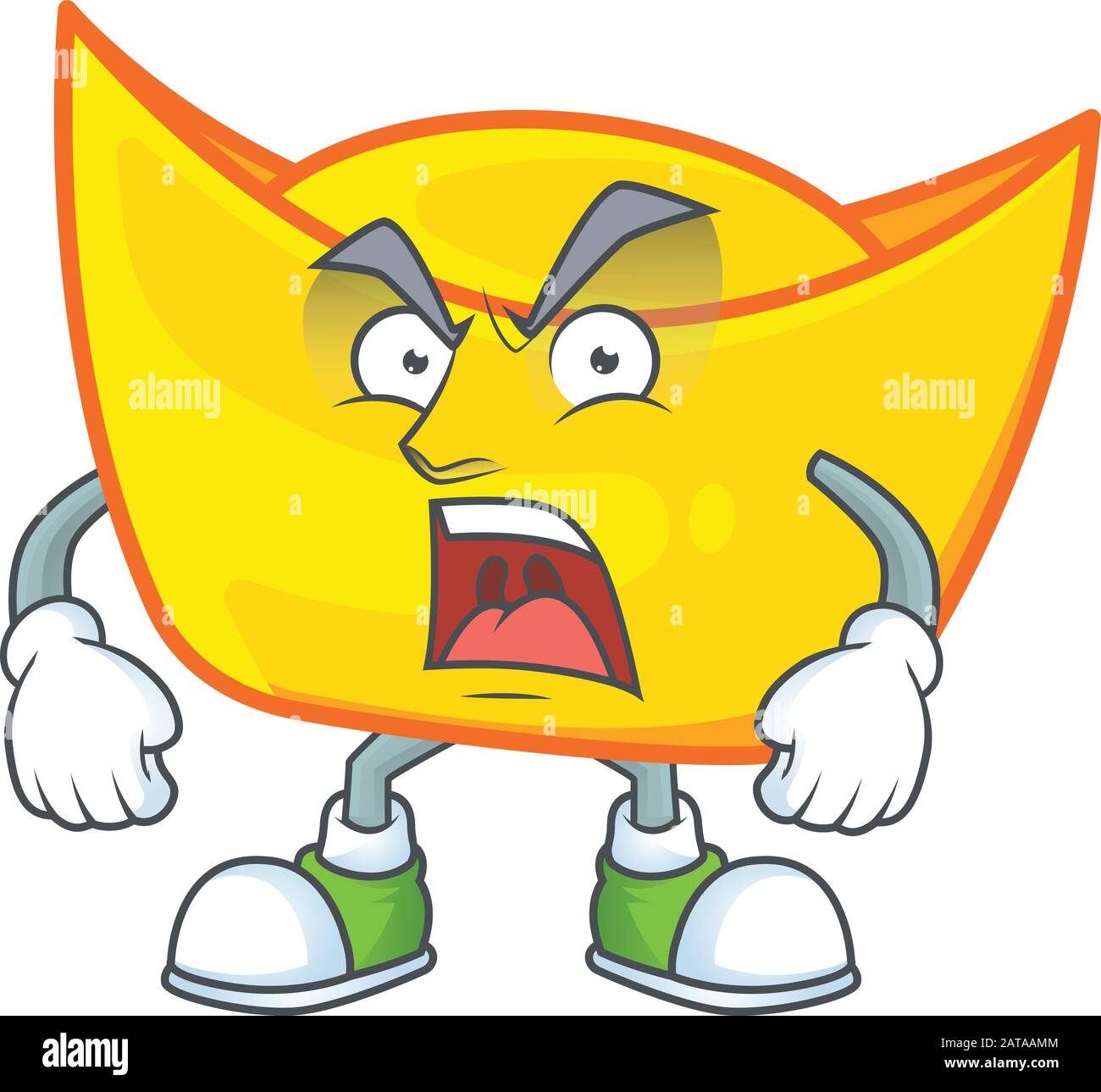 Chinese gold ingot cartoon character design having angry face Stock ...
