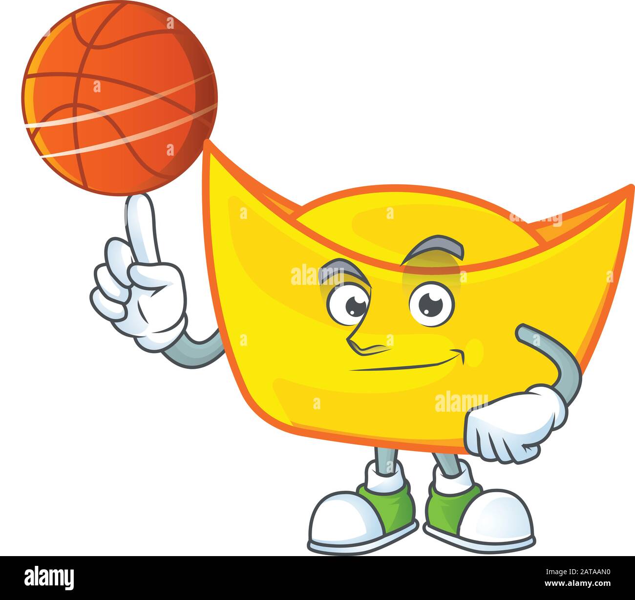 a Healthy chinese gold ingot cartoon character playing basketball Stock ...