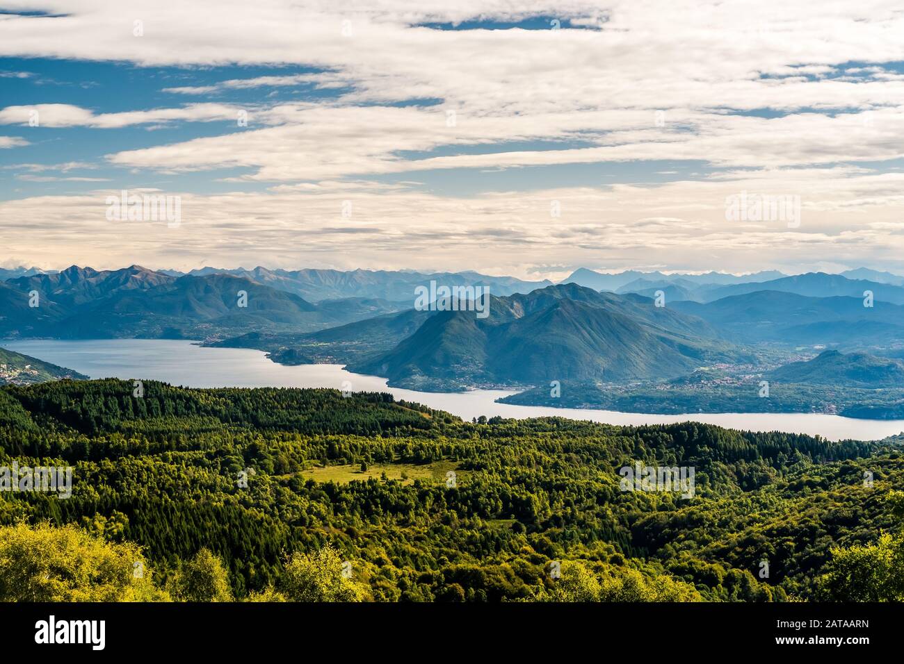 panoramic view to Lago Maggiore from Mottarone Mountain Stock Photo - Alamy