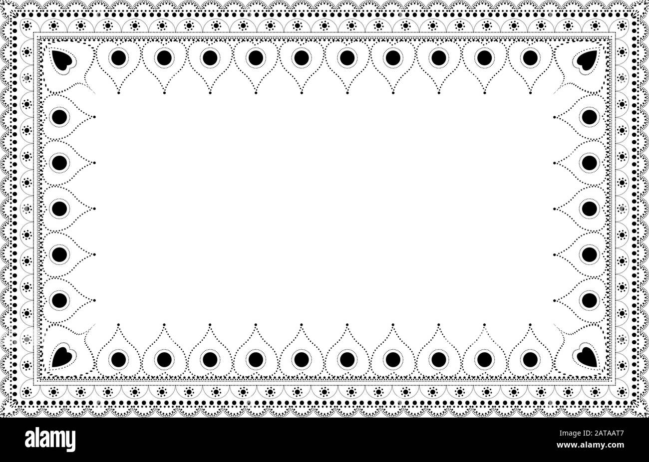 Indian filigree dotted ornament vector rectangular frame with paisley ...