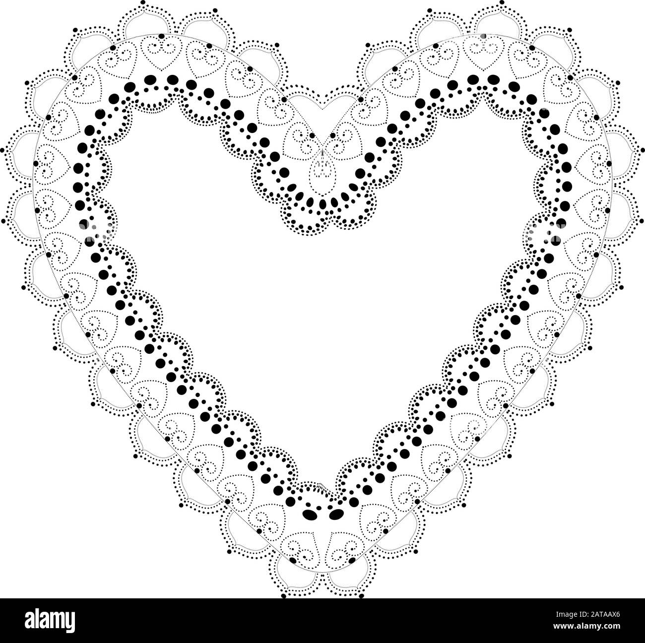 Indian Filigree Dotted Ornament - Vector Openwork Heart Frame Stock ...