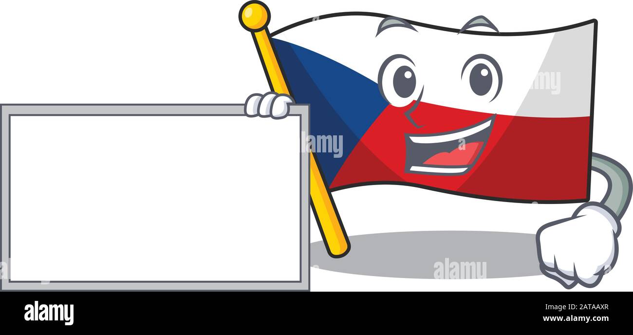 Funny flag czechia cartoon character design style with board Stock ...