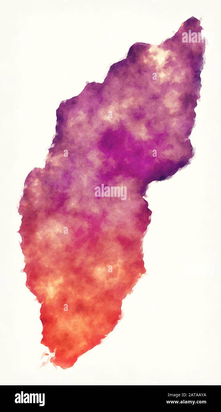 Lemba district watercolor map of Sao Tome and Principe Stock Photo - Alamy