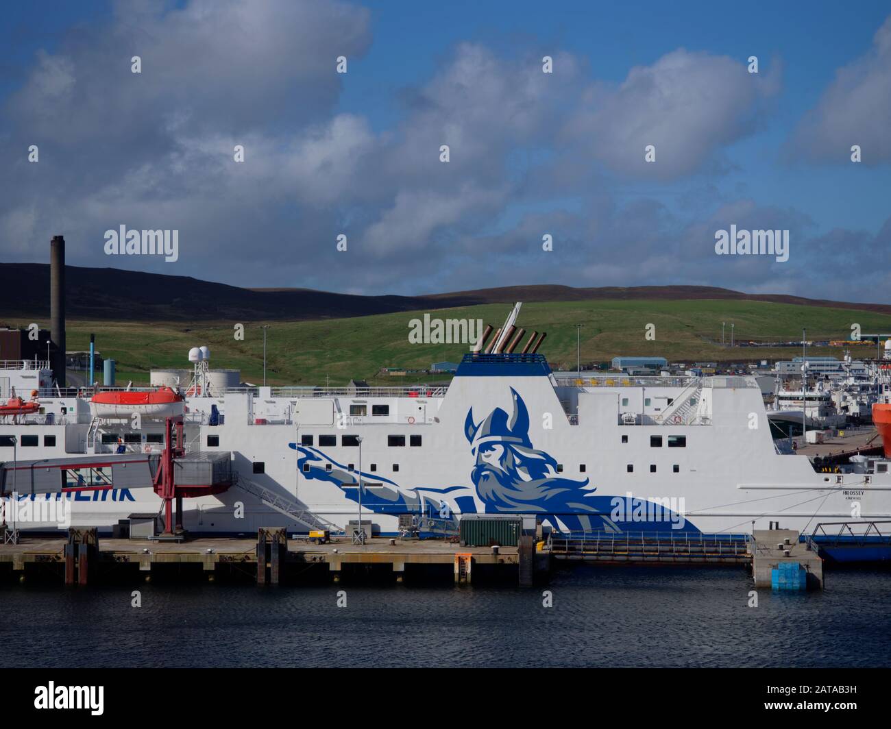 A Close up of the Pointing Viking insignia of Northlink Ferries painted ...