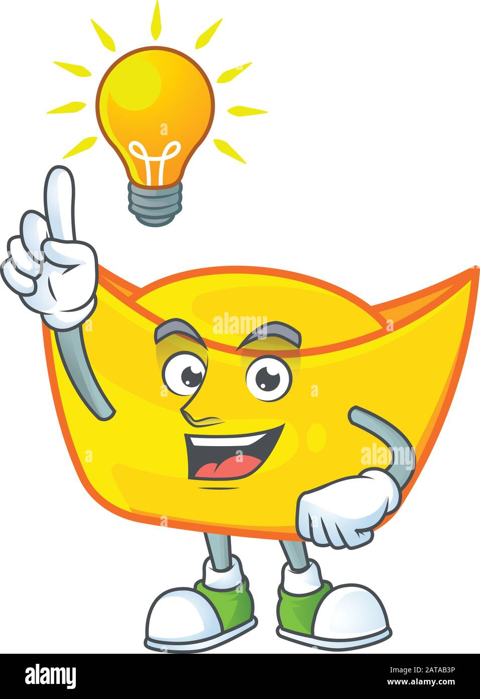 Have an idea gesture of chinese gold ingot cartoon character design ...
