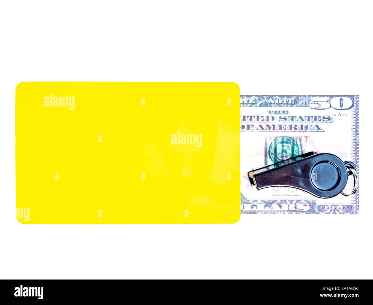 Yellow card of a football referee with money Stock Photo - Alamy