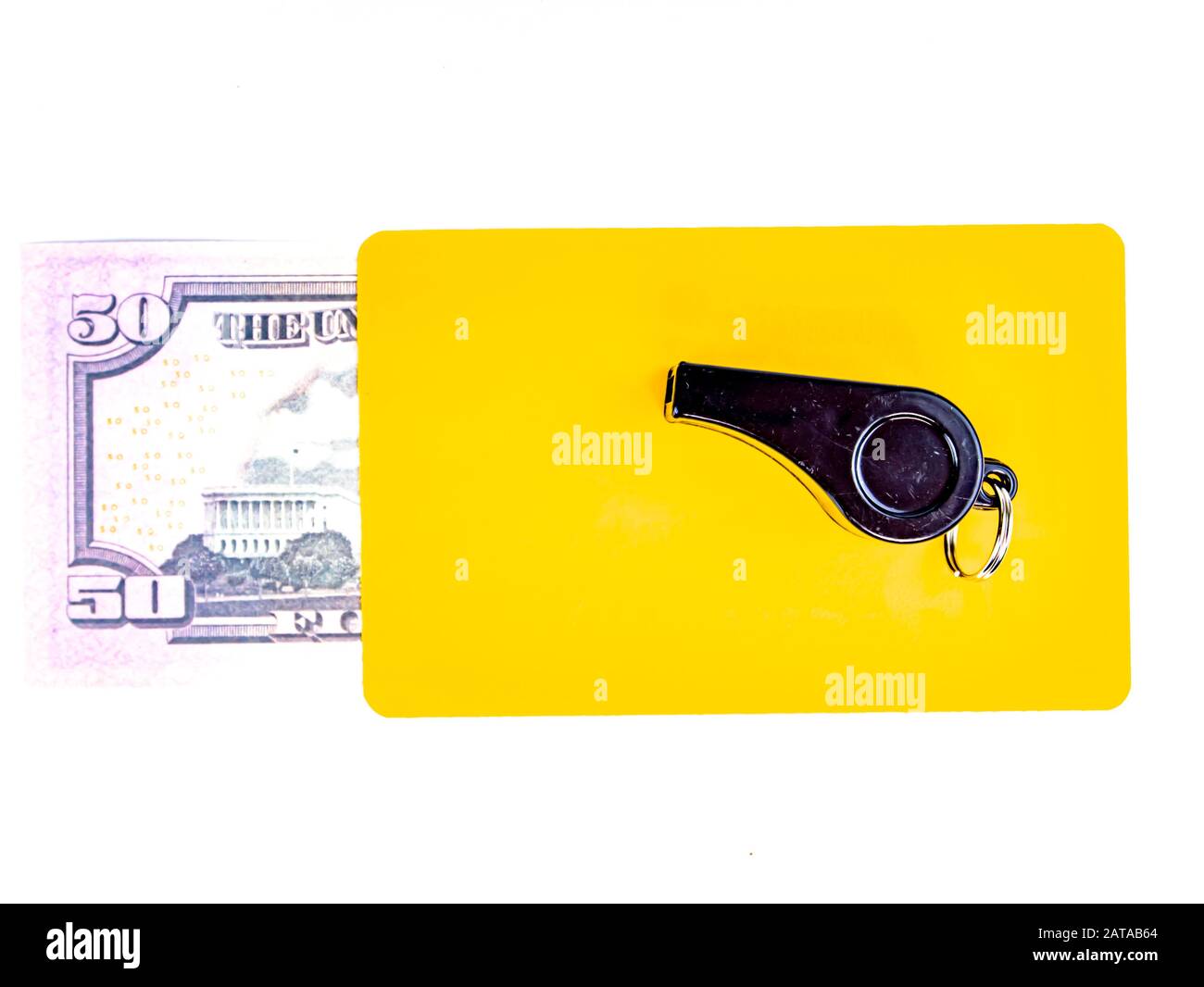 Yellow card of a football referee with money Stock Photo - Alamy