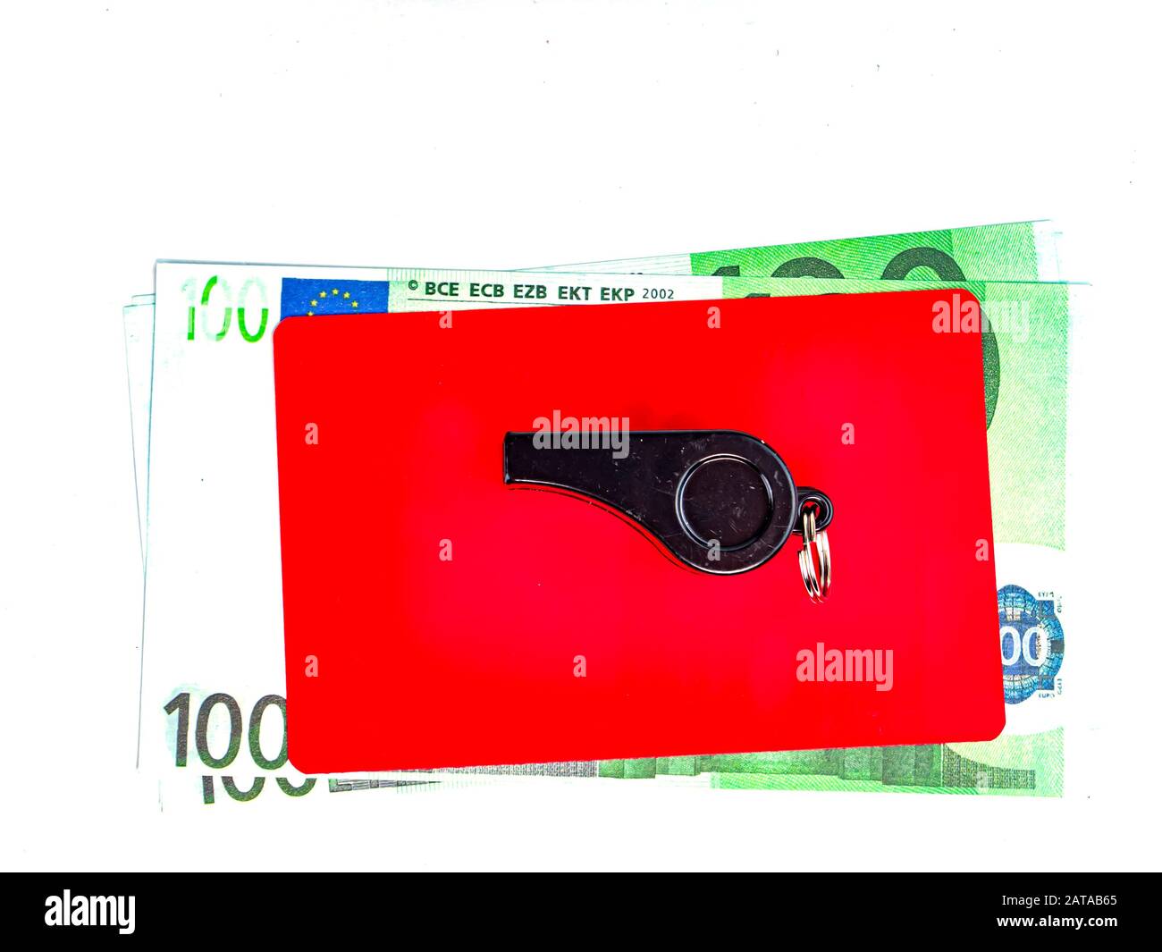 Red card of a football referee with money Stock Photo - Alamy
