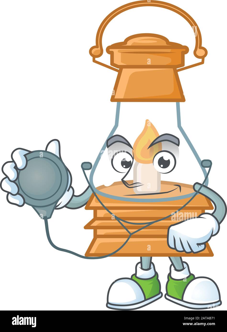 Oil lamp cartoon character style in a Doctor costume with tools Stock ...