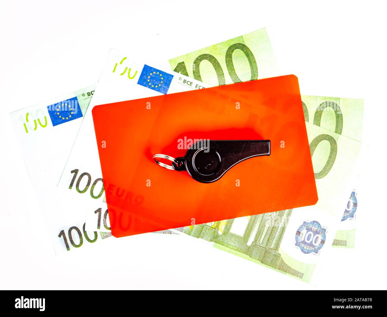 Red card of a football referee with money Stock Photo - Alamy
