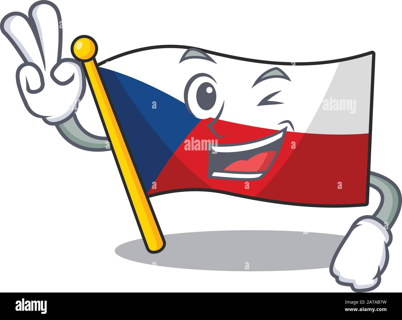 Smiley mascot of flag czechia cartoon Character with two fingers Stock ...