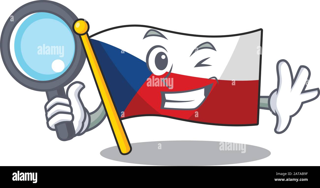 Cool and Smart flag czechia Detective cartoon mascot style Stock Vector ...