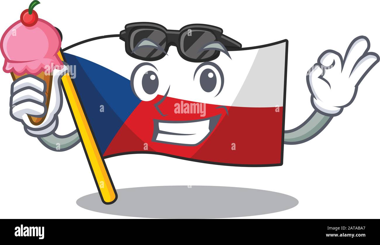 Flag czechia mascot cartoon design with ice cream Stock Vector Image ...