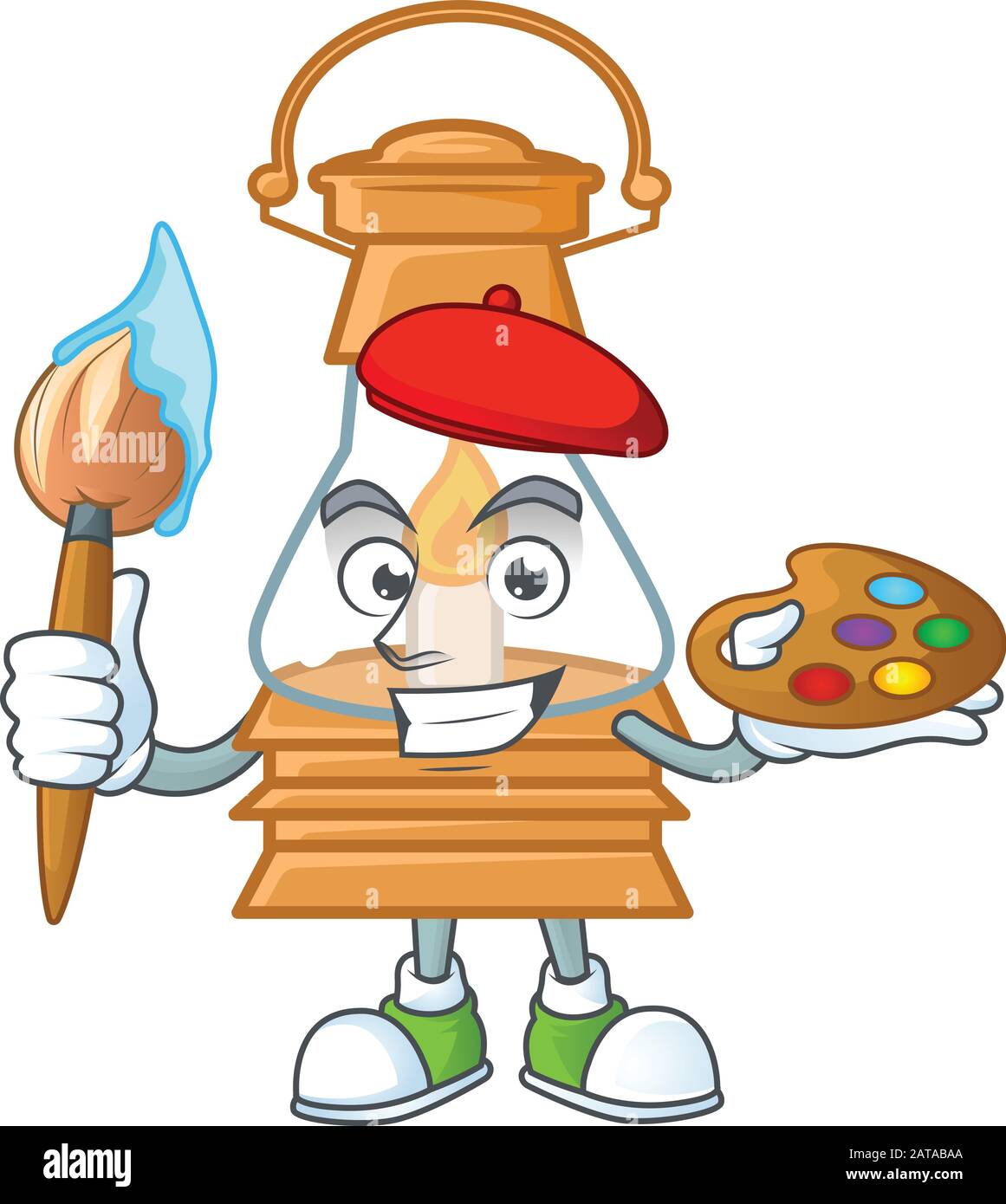 Smart oil lamp painter mascot icon with brush Stock Vector Image & Art ...