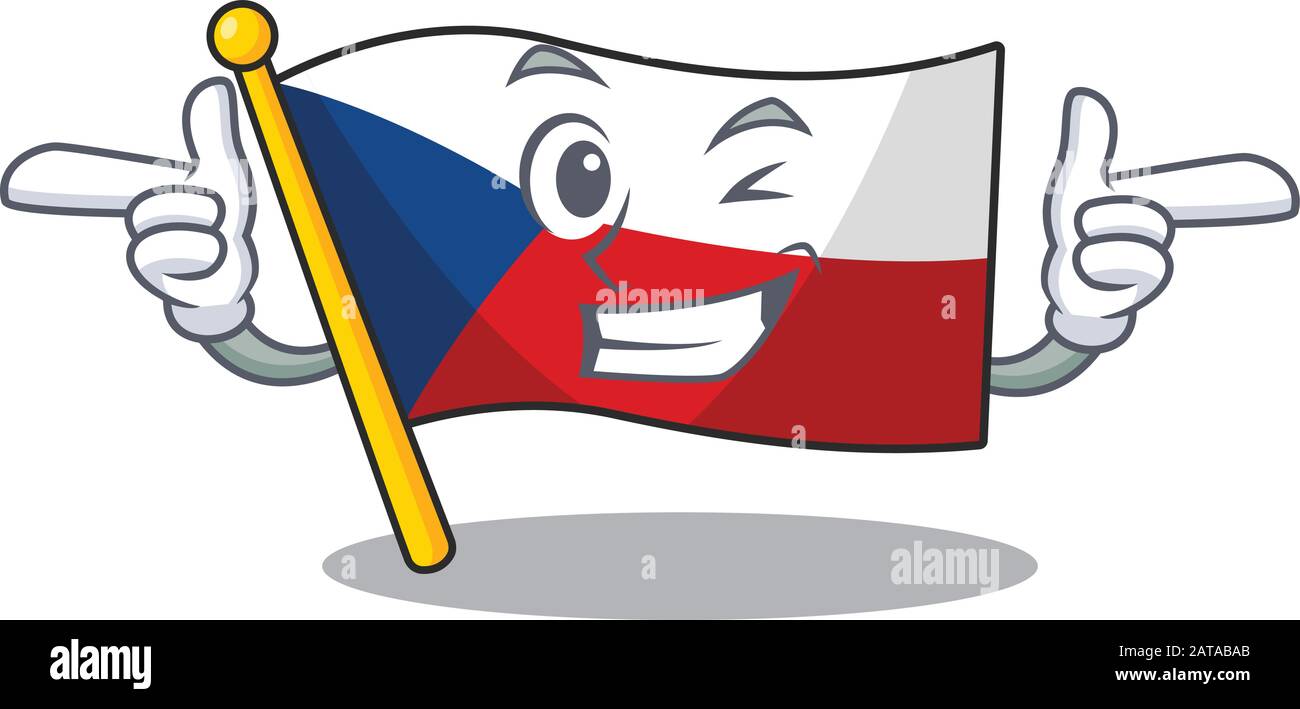 mascot cartoon design of flag czechia with Wink eye Stock Vector Image ...