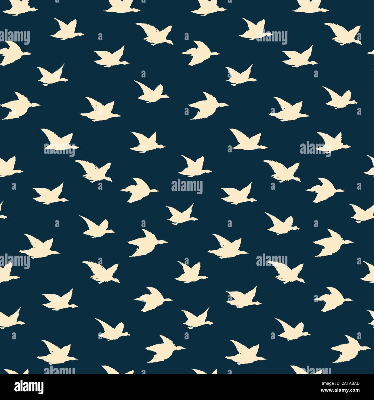 Spring Swallow Birds Simple Print. Seamless Pattern with Yellow Birds ...