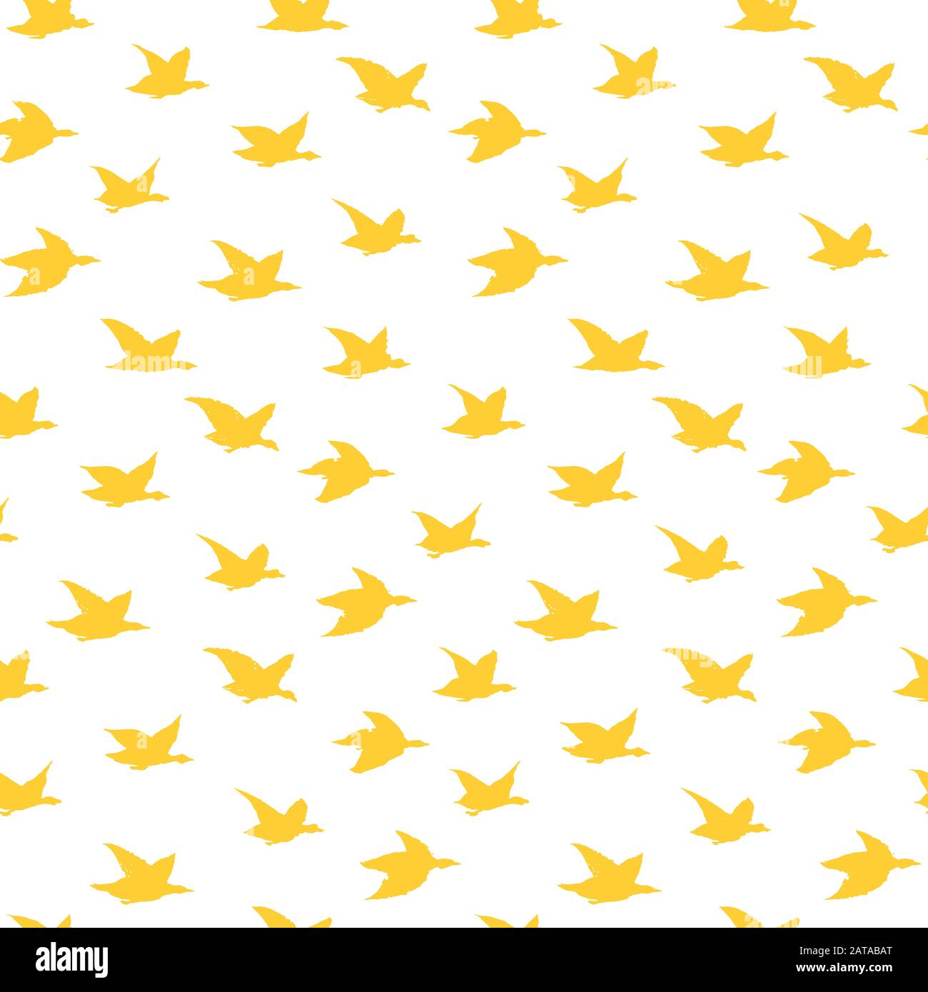 Warm Yellow Swallow Birds Simple Print. Seamless Pattern with Birds ...