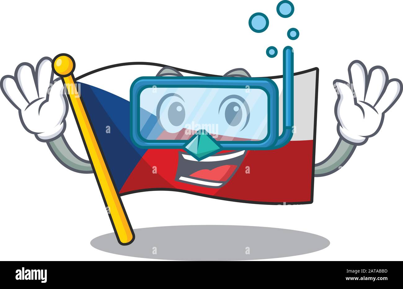 cartoon character of flag czechia wearing Diving glasses Stock Vector ...