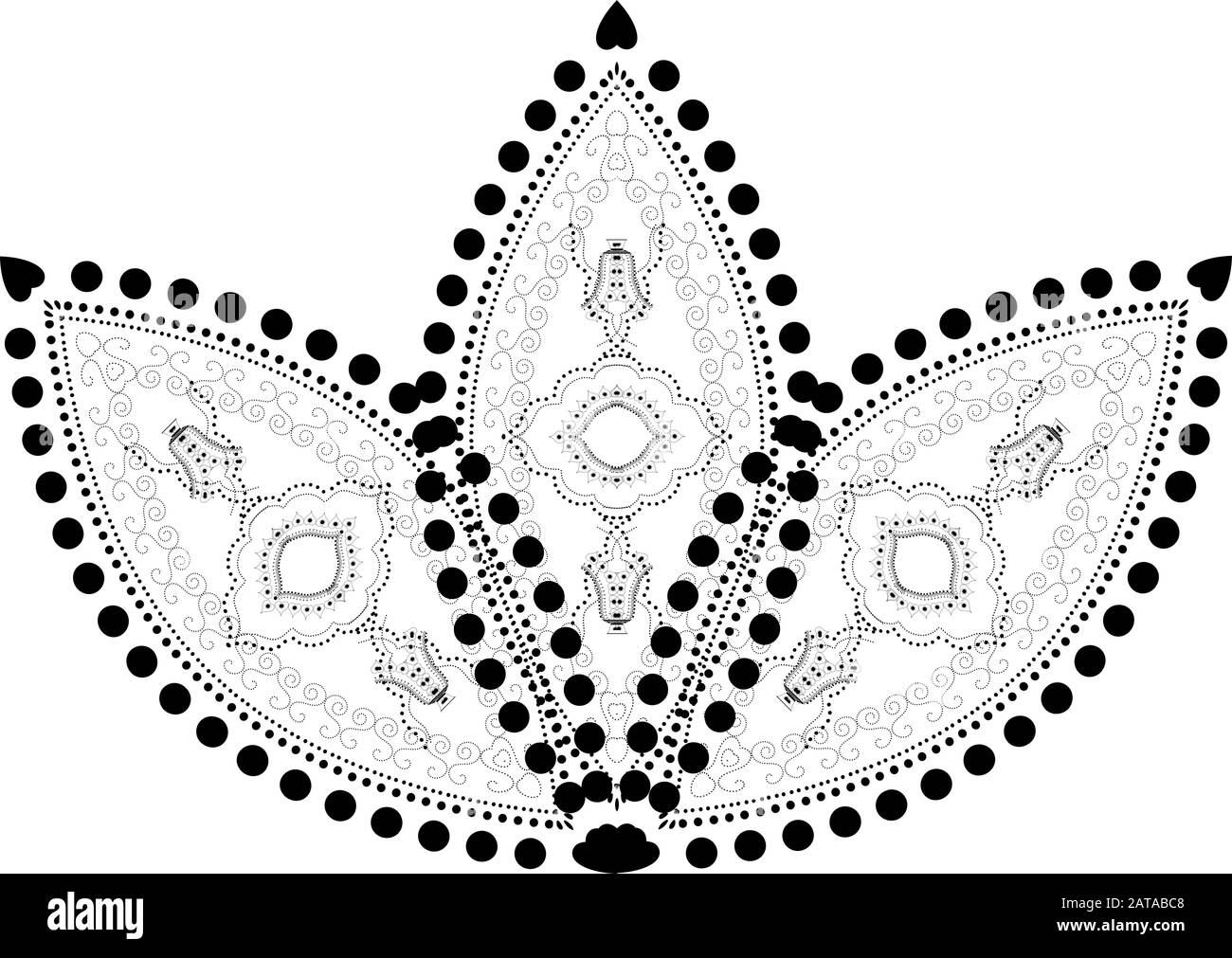 Indian Filigree Dotted Ornament - Vector Delicate Lotus Flower Stock ...