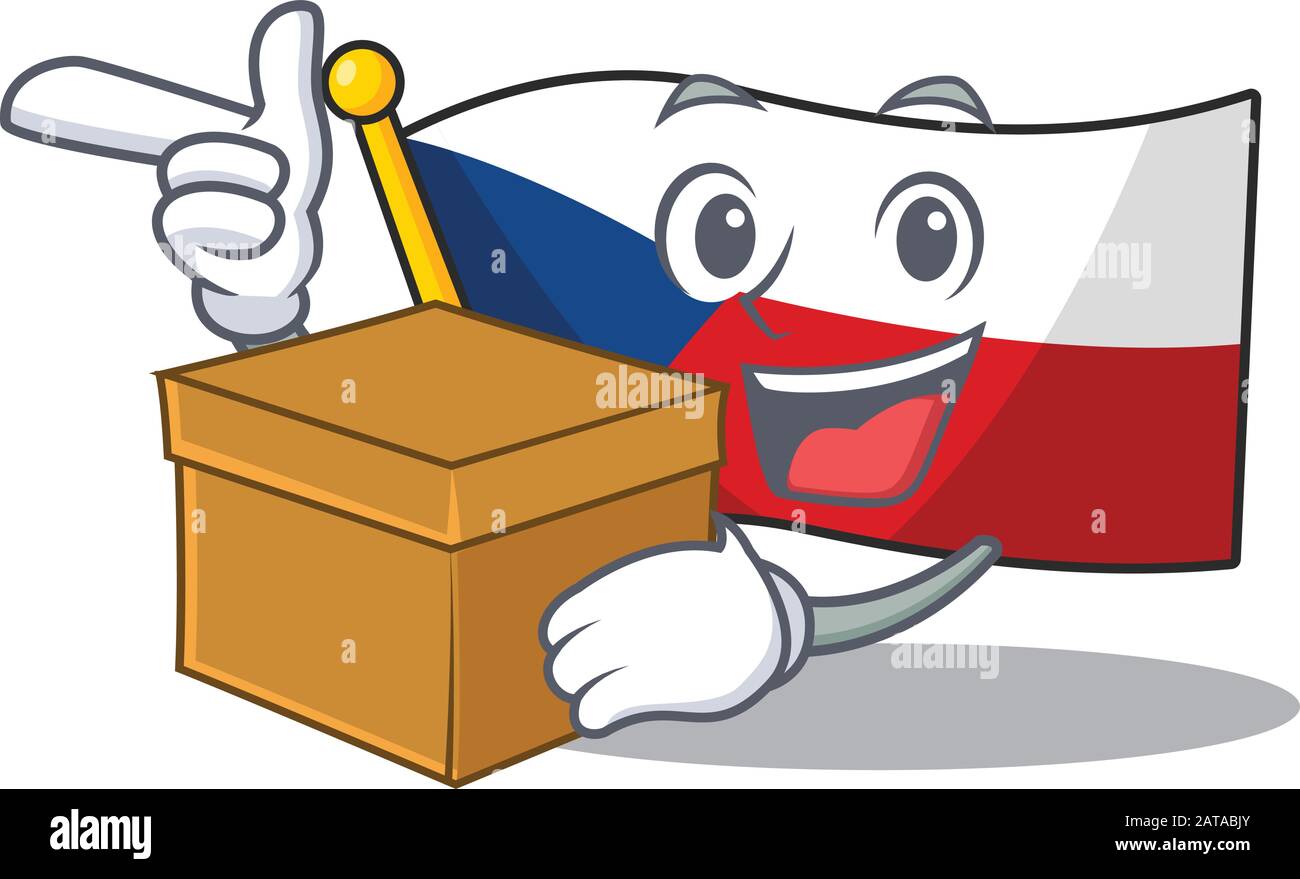 Cute flag czechia cartoon character having a box Stock Vector Image ...