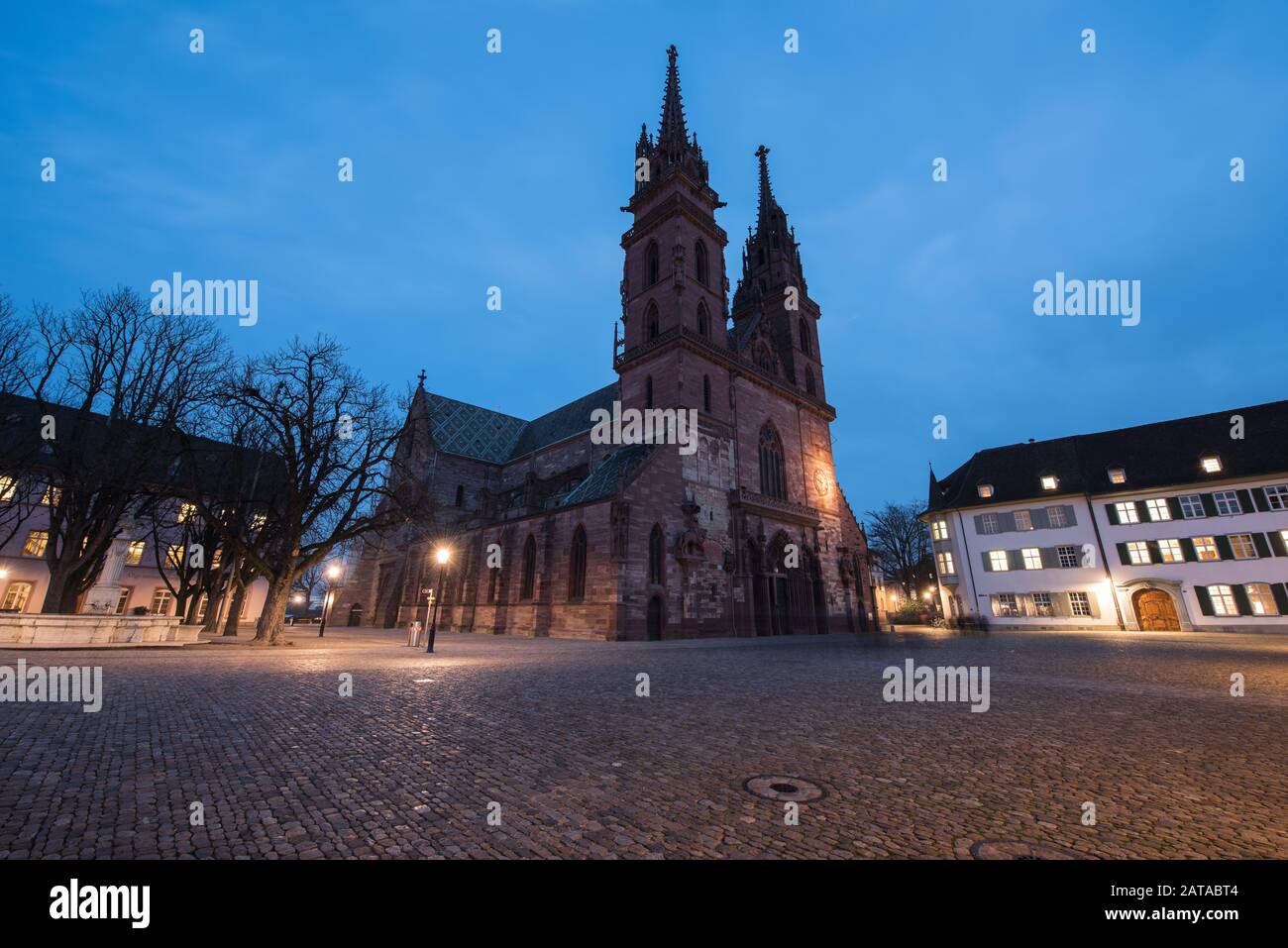 cathedral in Basel, switzerland at night Stock Photo - Alamy