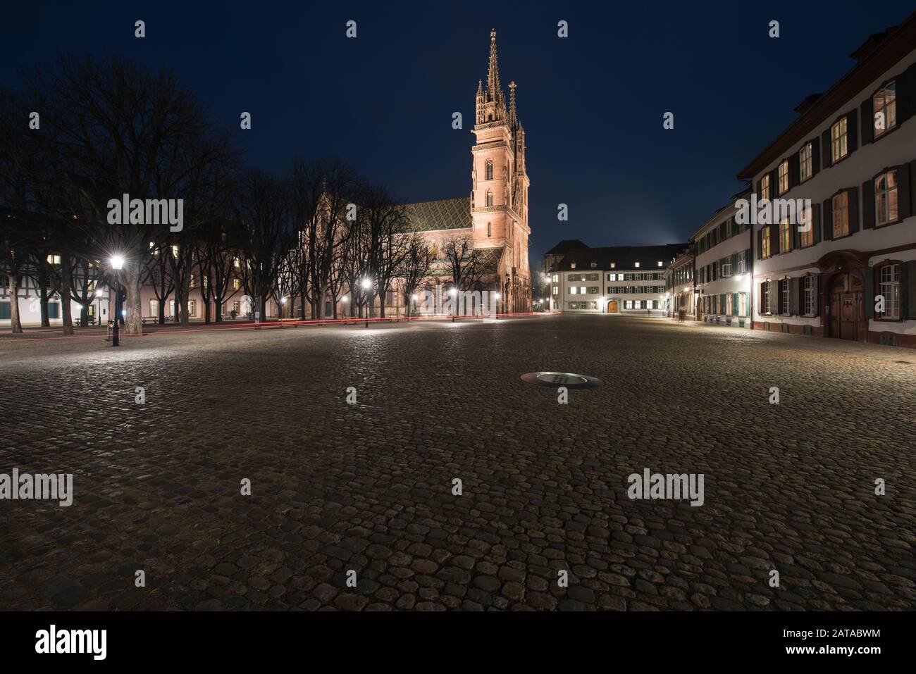 cathedral in Basel, switzerland at night Stock Photo - Alamy