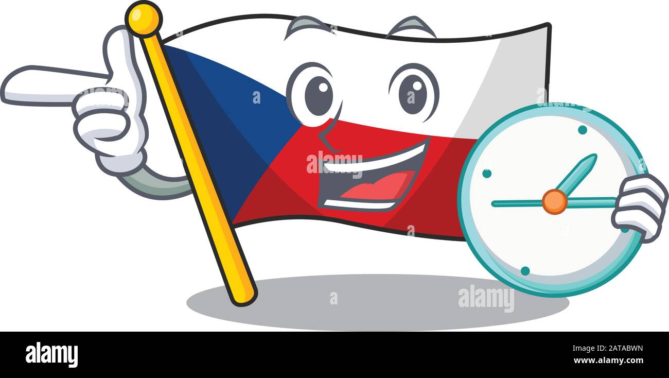 cartoon character style flag czechia having clock Stock Vector Image ...