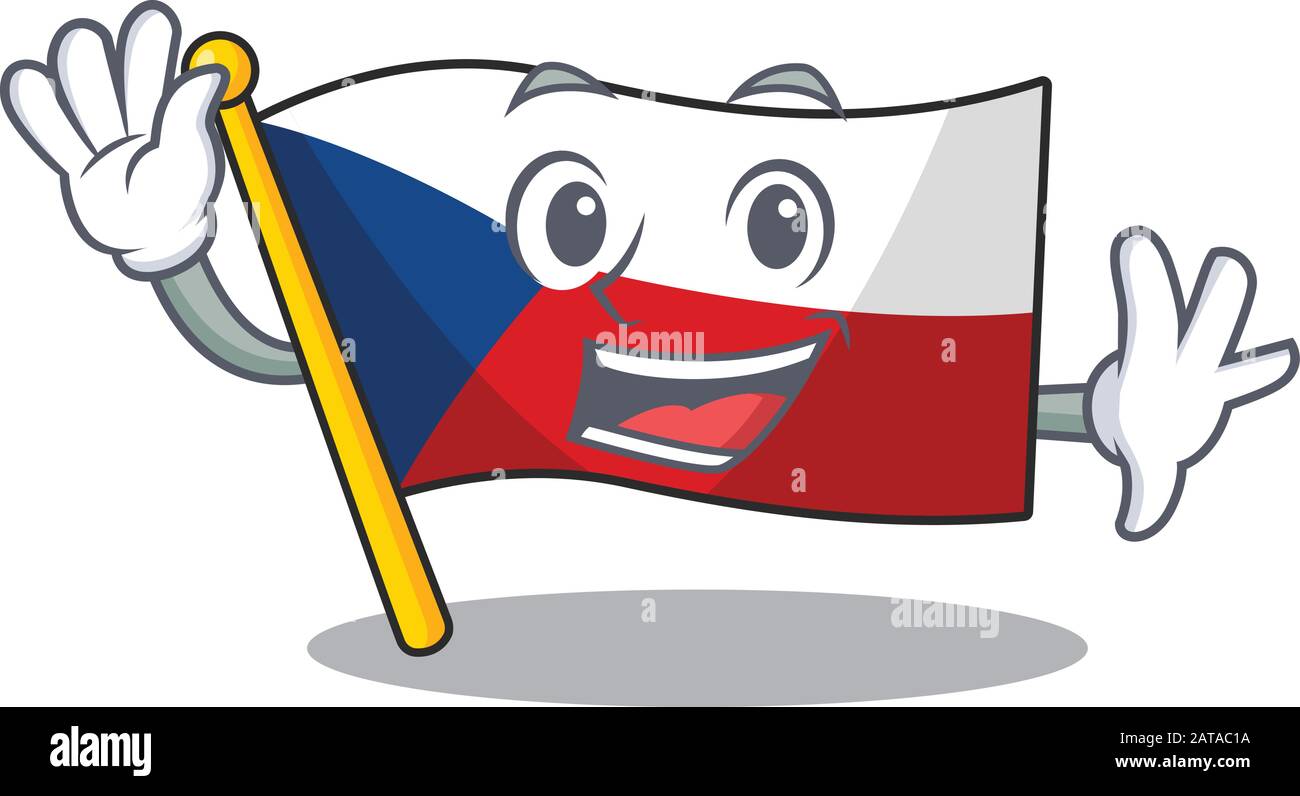 Waving friendly flag czechia cartoon character design Stock Vector ...