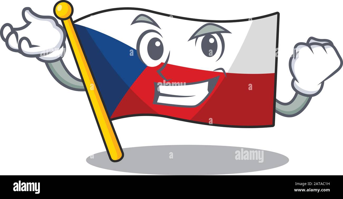 Happy confident Successful flag czechia cartoon character style Stock ...