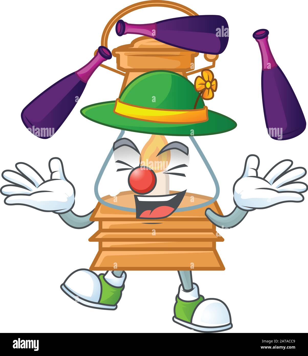Smart oil lamp cartoon character design playing Juggling Stock Vector ...
