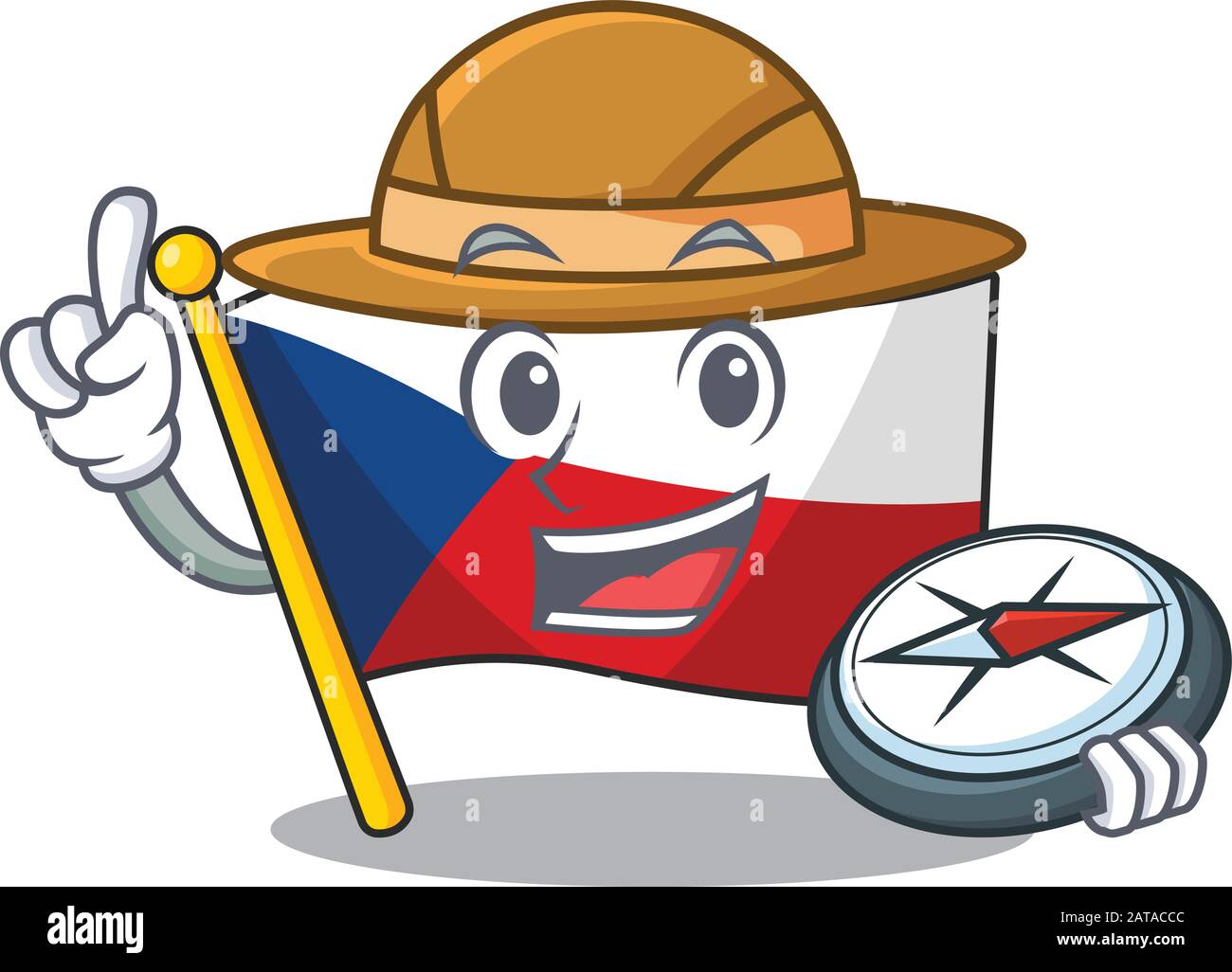 Flag czechia stylized Explorer having a compass Stock Vector Image ...