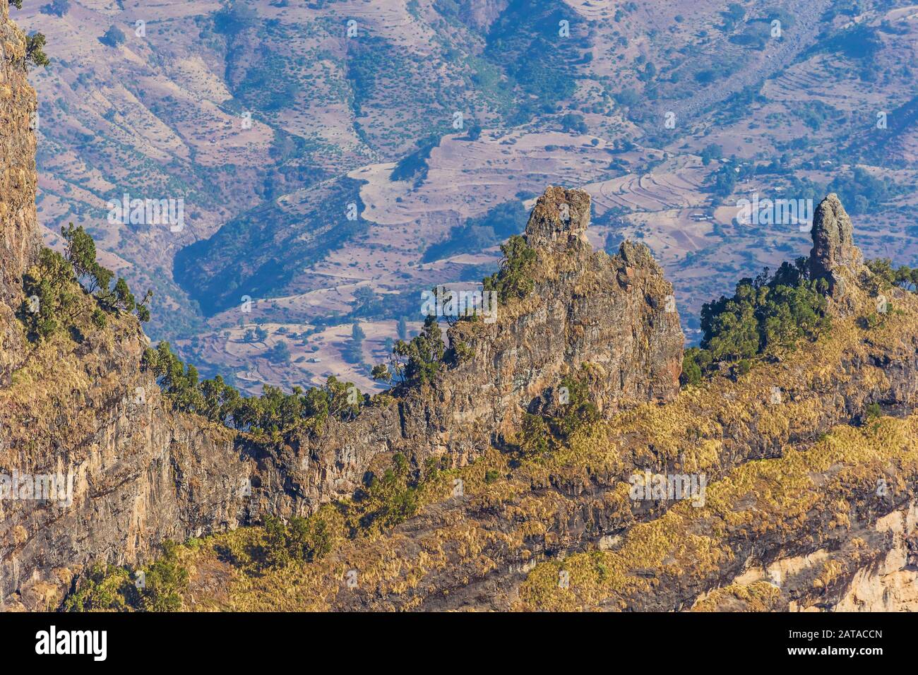 The unique mountain landscape of Simien mountains National Park ...