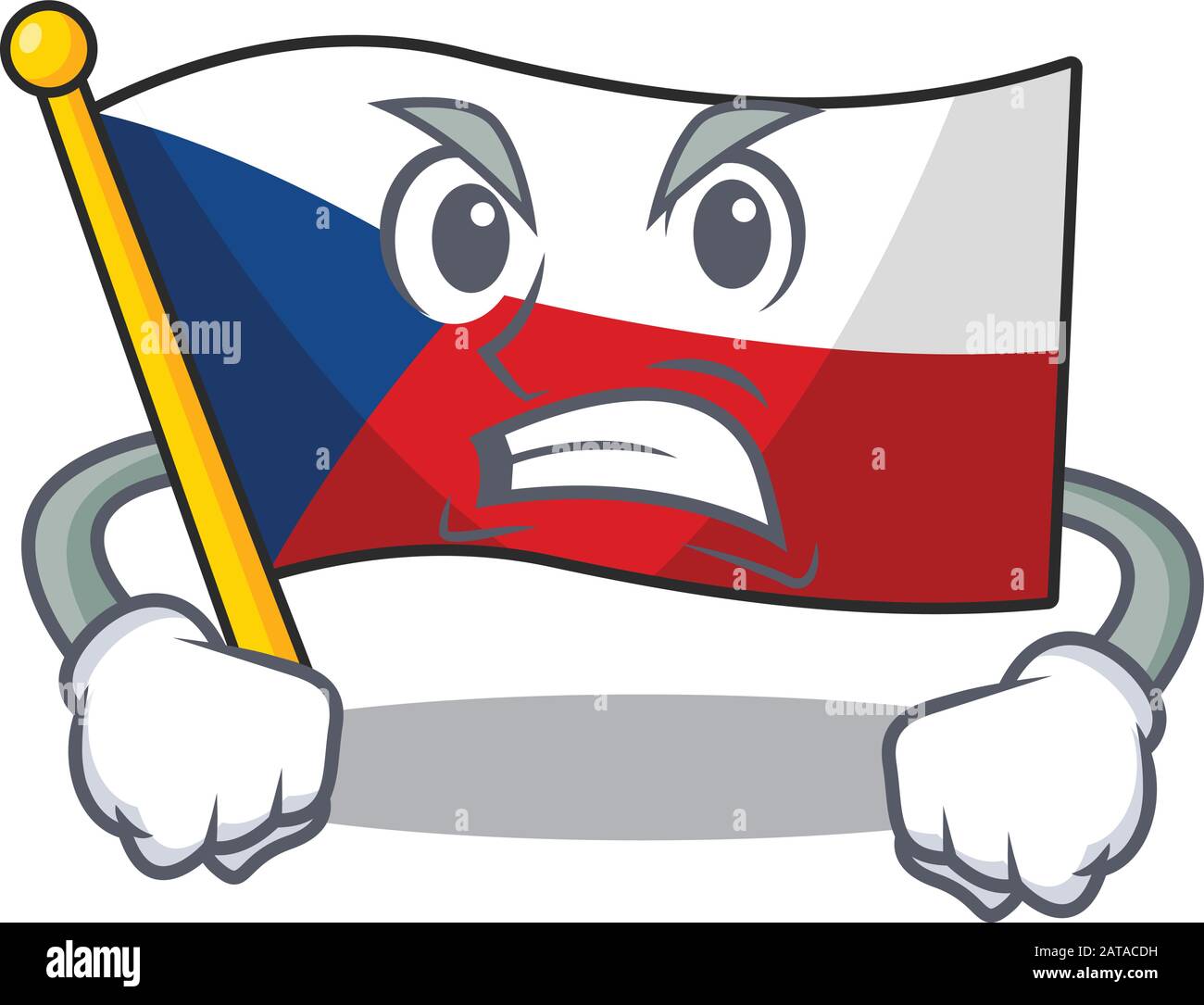 Flag czechia cartoon character design having angry face Stock Vector ...