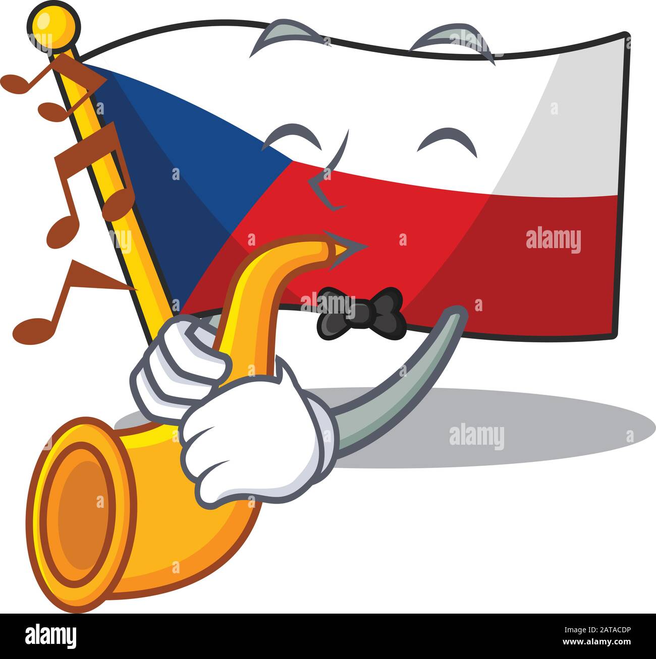 cartoon character style of flag czechia performance with trumpet Stock ...
