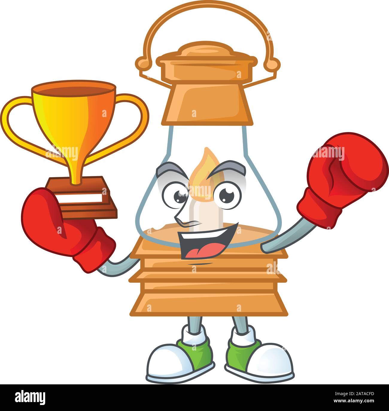 fantastic Boxing winner of oil lamp in mascot cartoon style Stock ...